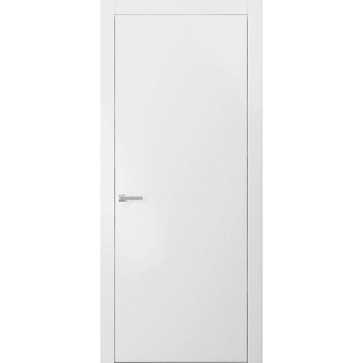 Modern Solid Interior Door with Handle | Planum 0010 White Silk ...