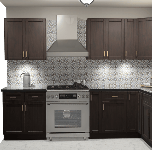 10x10 L-Shape Kitchen Layout Design - Aria Espresso Shaker Cabinets ...