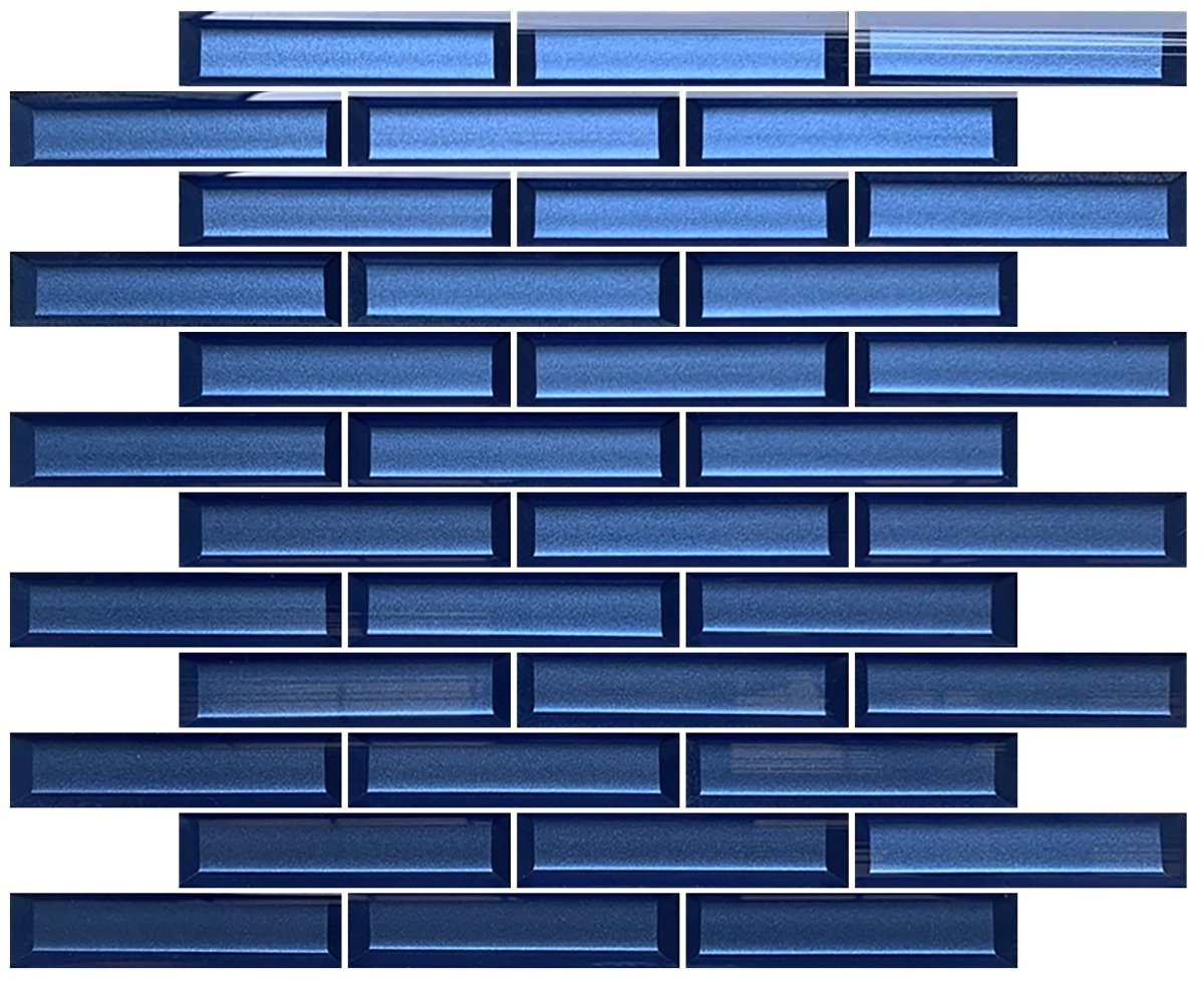 12 x 12 inch Mosaic Tile with Blue Color and Glossy & Beveled Finish ...