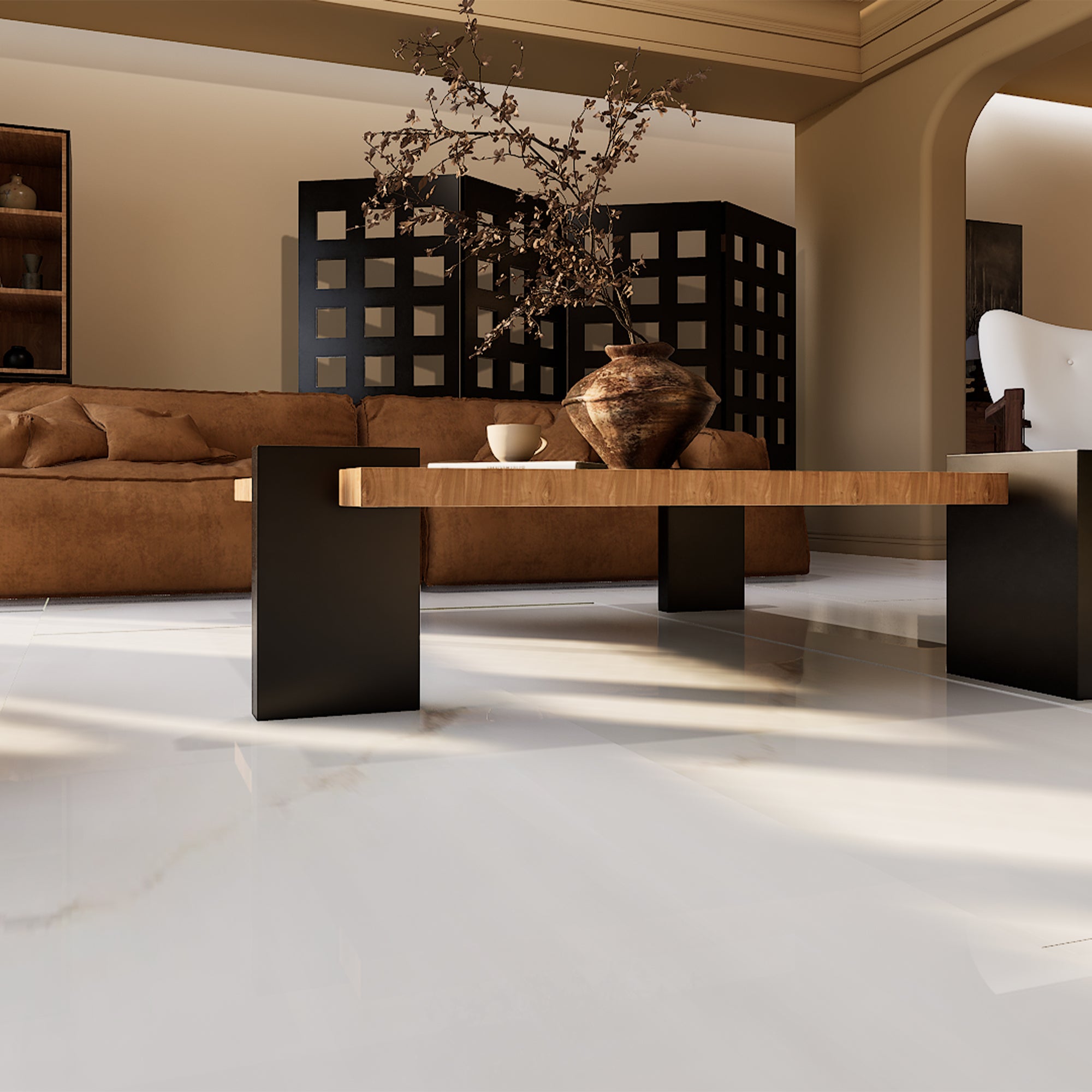Ice Onyx 24 in. x 48 in. x 8.5 mm Polished Porcelain Floor and Wall Ti