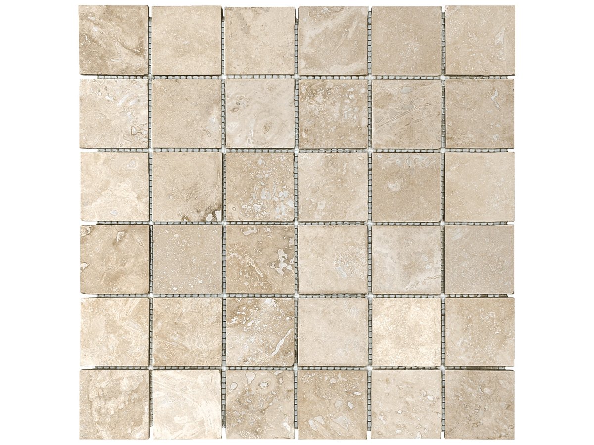 2 X 2 In Ivory Filled & Honed Travertine Mosaic | BUILDMYPLACE