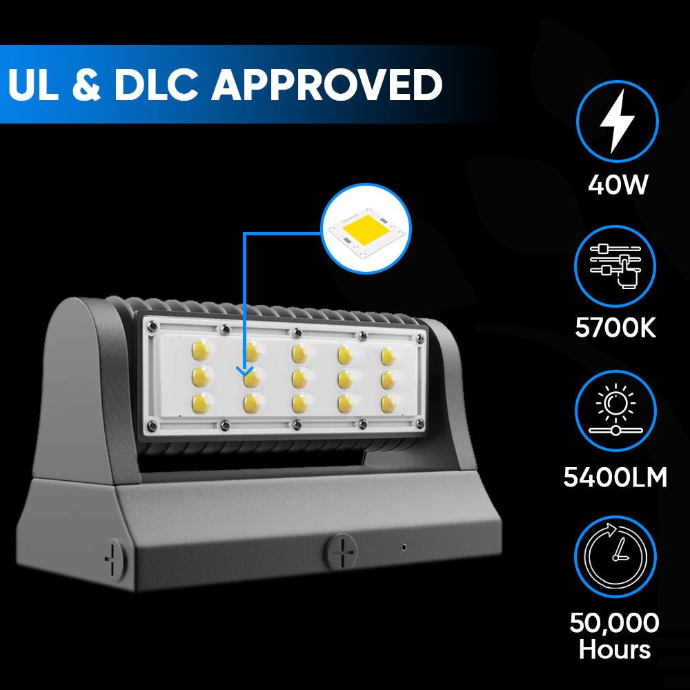 40W Rotatable LED Wall Pack Lights - Bronze - 5700K - 5,341 Lumens ...