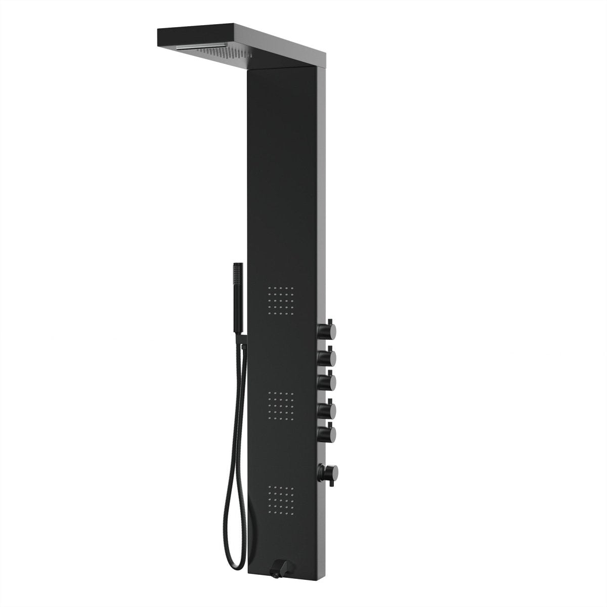 55 in. 3-Jet Stainless Steel Matte Black Shower Panel System with Fixed ...