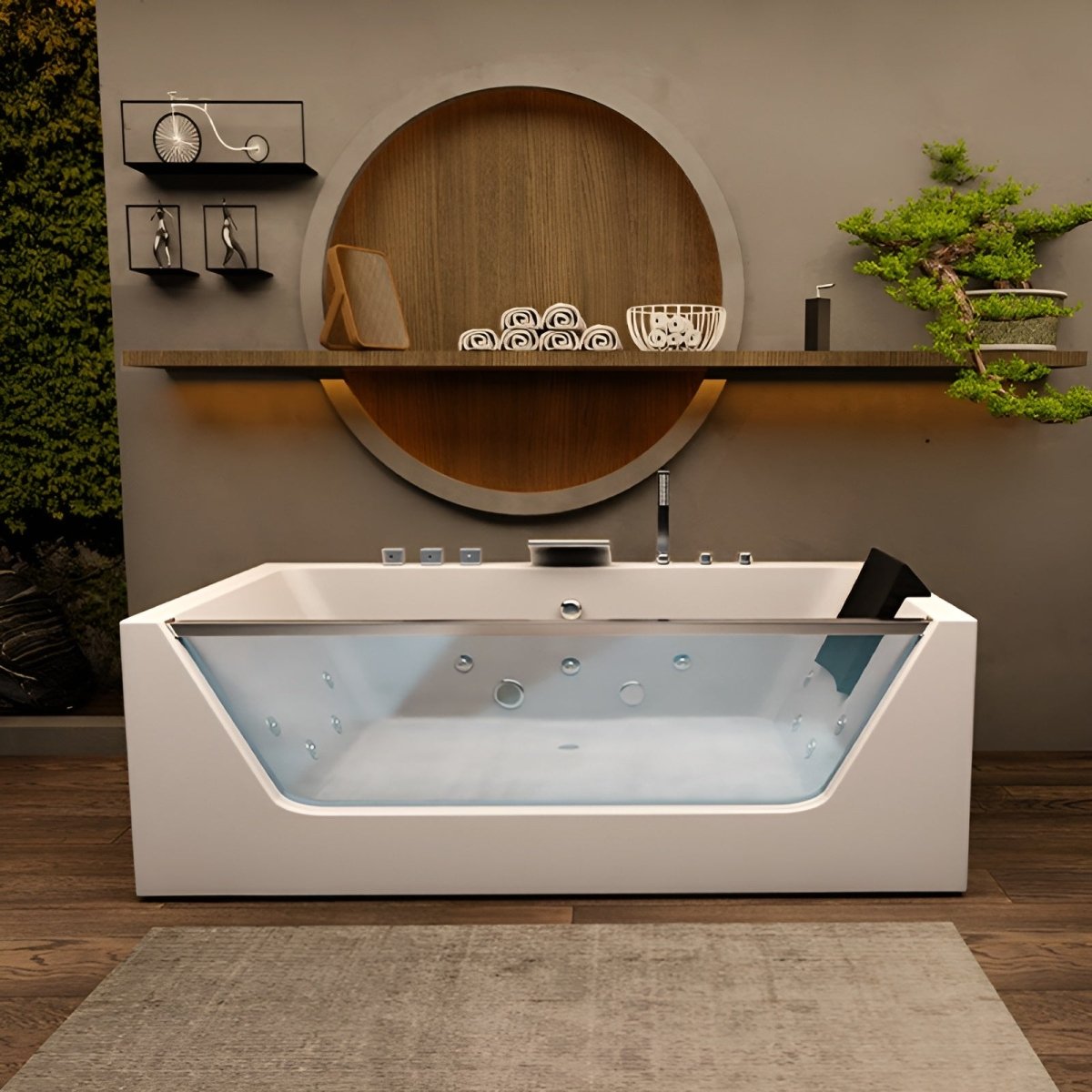 60 x 30 in. White Acrylic Freestanding Whirlpool Jets SPA Bathtub with ...