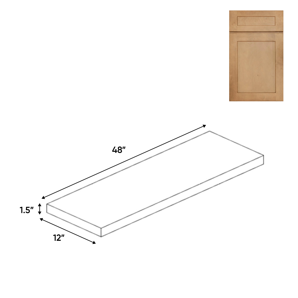 RTA - Liberty Shaker Karamel - Wall Shelf - 48"W x 1.5"H x 12"D ...