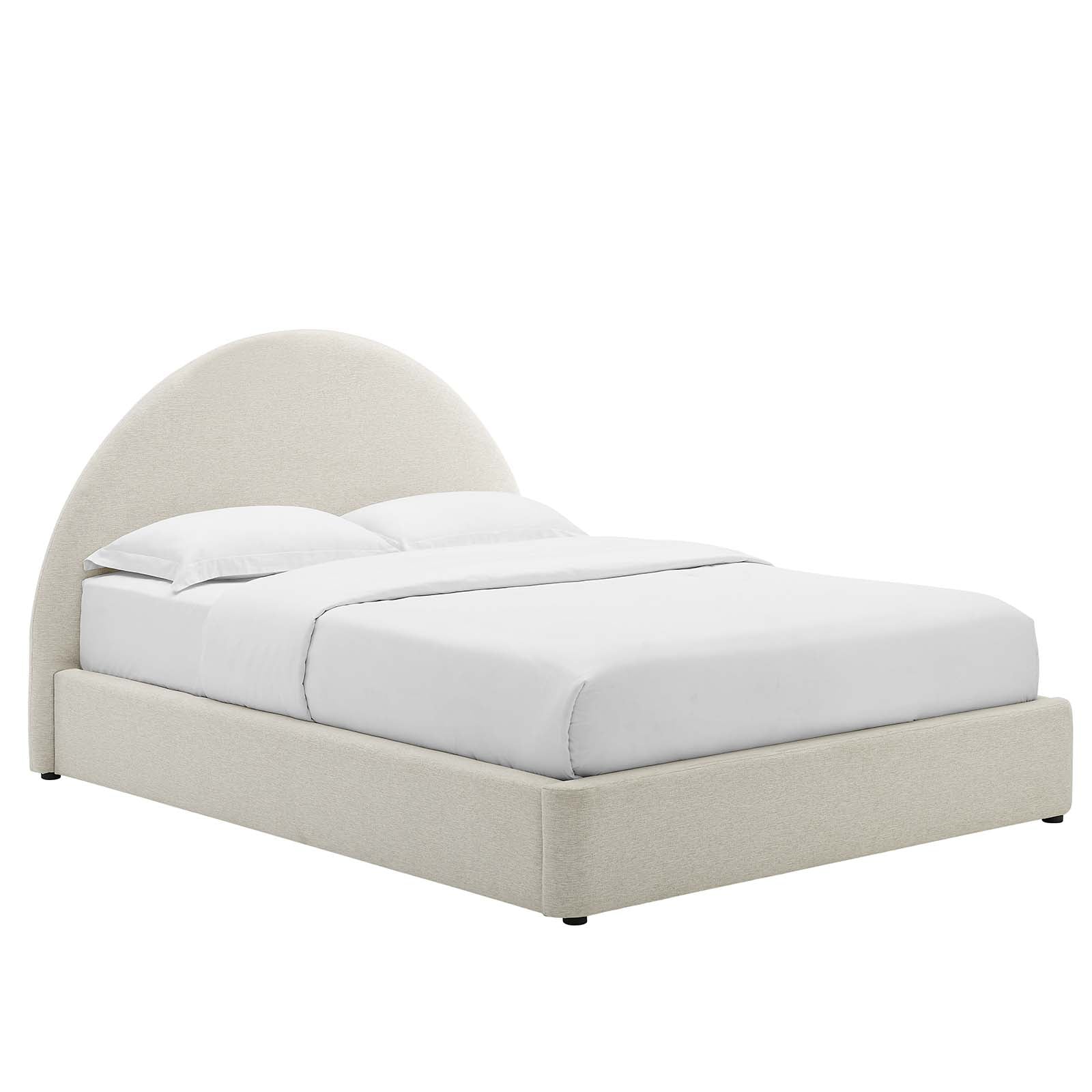 Resort Upholstered Fabric Arched Round Queen Platform Bed - BUILDMYPLACE