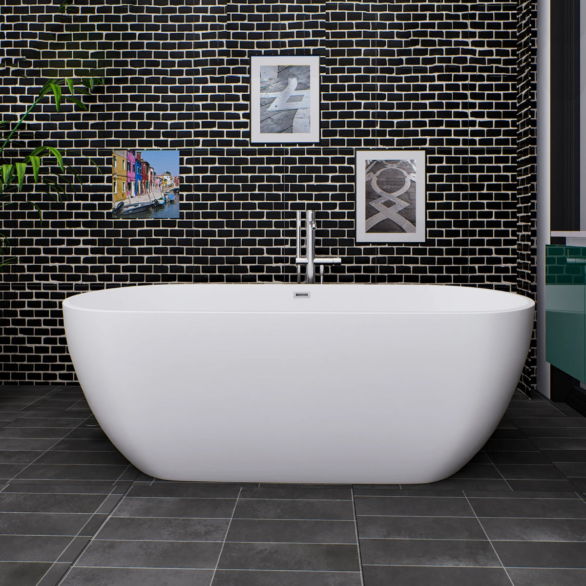 Flora 59 in. Classic Series Acrylic Freestanding Soaking Bathtub in Gl ...