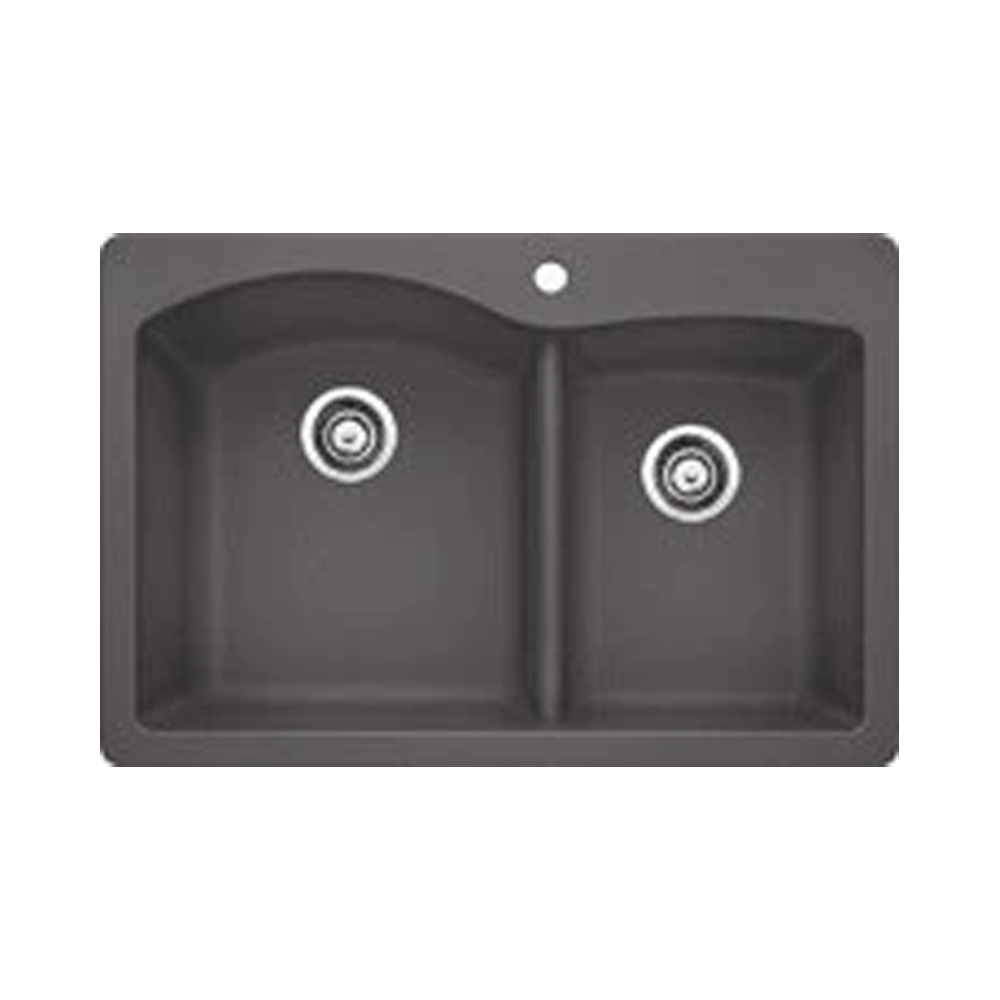 Blanco Diamond 33 Inch Silgranit Dual Mount 1 Hole 60/40 Double Bowl Kitchen Sink | BUILDMYPLACE