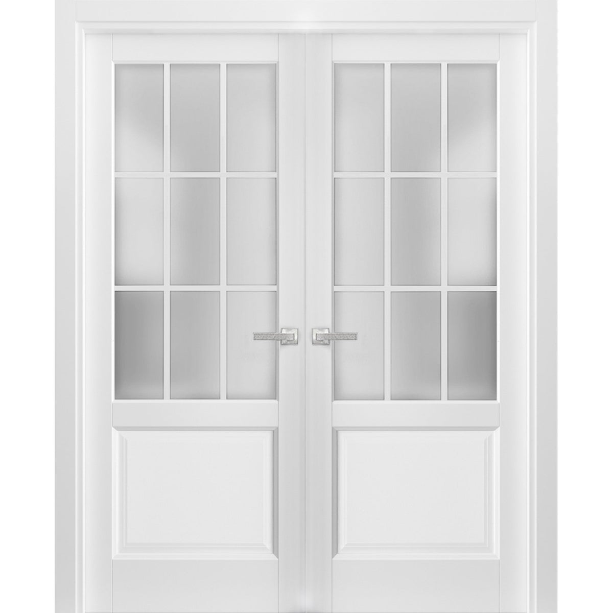 Solid French Double Doors 9 Lites | Felicia 3309 Matte White with ...