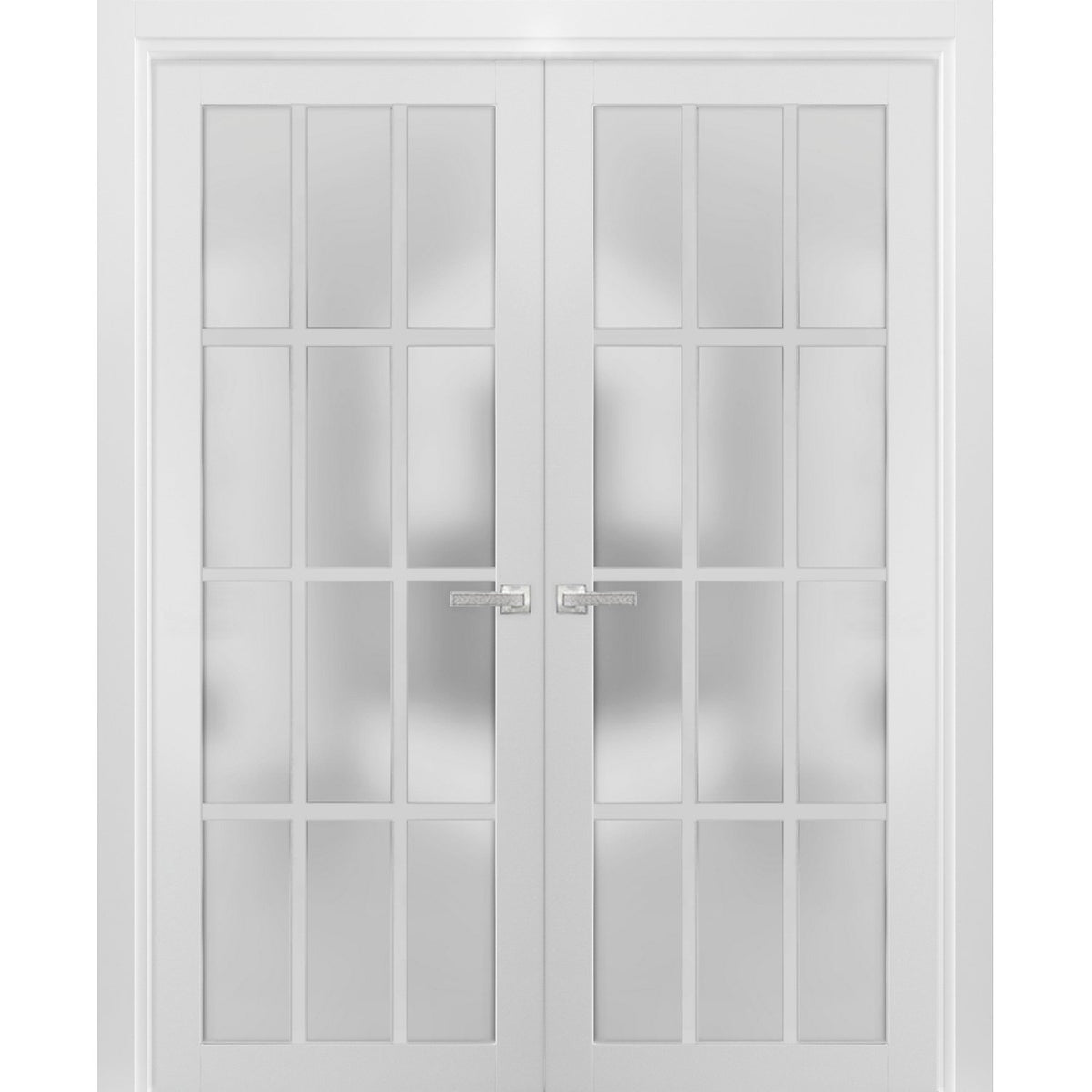 Solid French Double Frosted Glass Doors 12 Lites | Felicia 3312 White ...