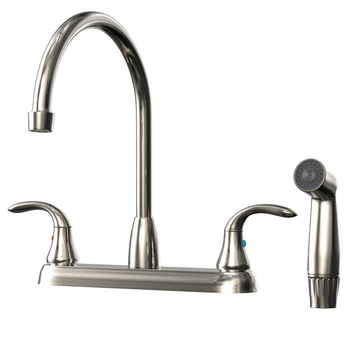 Double Handle Kitchen Faucet With Spray in Bronze | BUILDMYPLACE