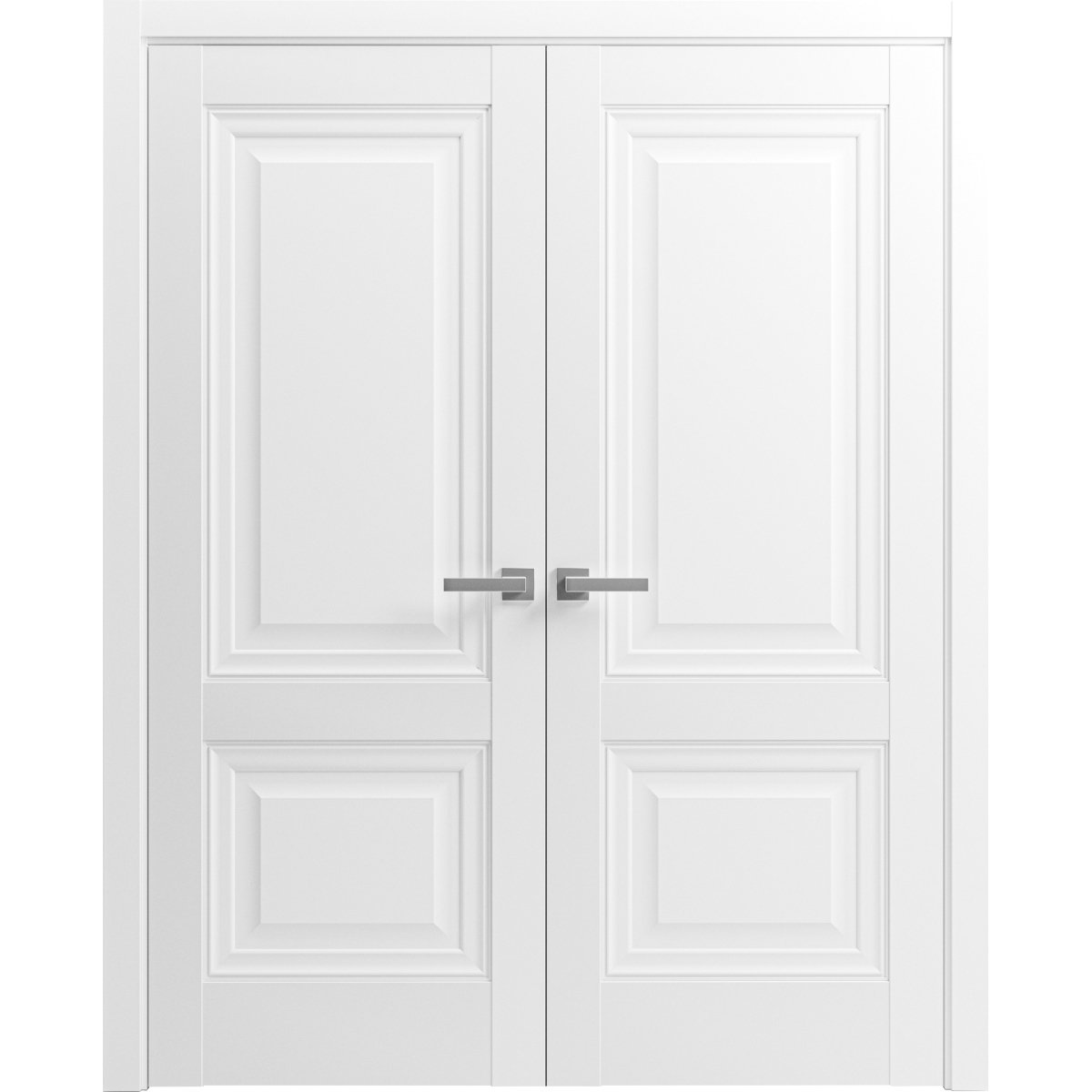 French Double Panel Lite Doors with Hardware | Lucia 8831 White Silk ...