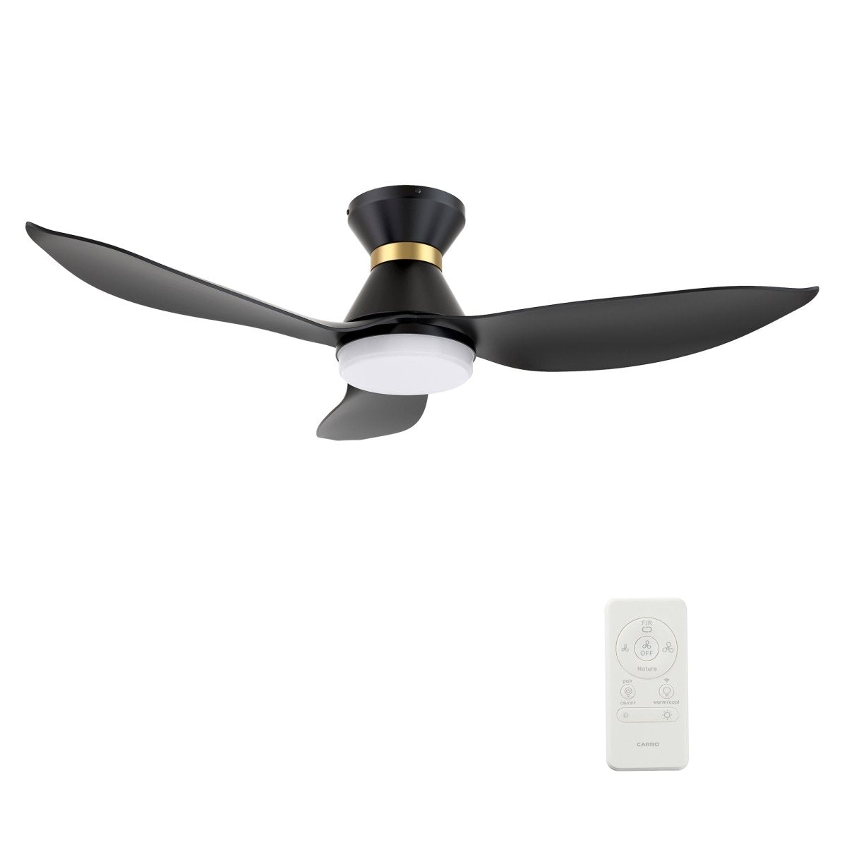 RYATT 45 inch 3-Blade Flush Mount Smart Ceiling Fan with LED Light & R ...