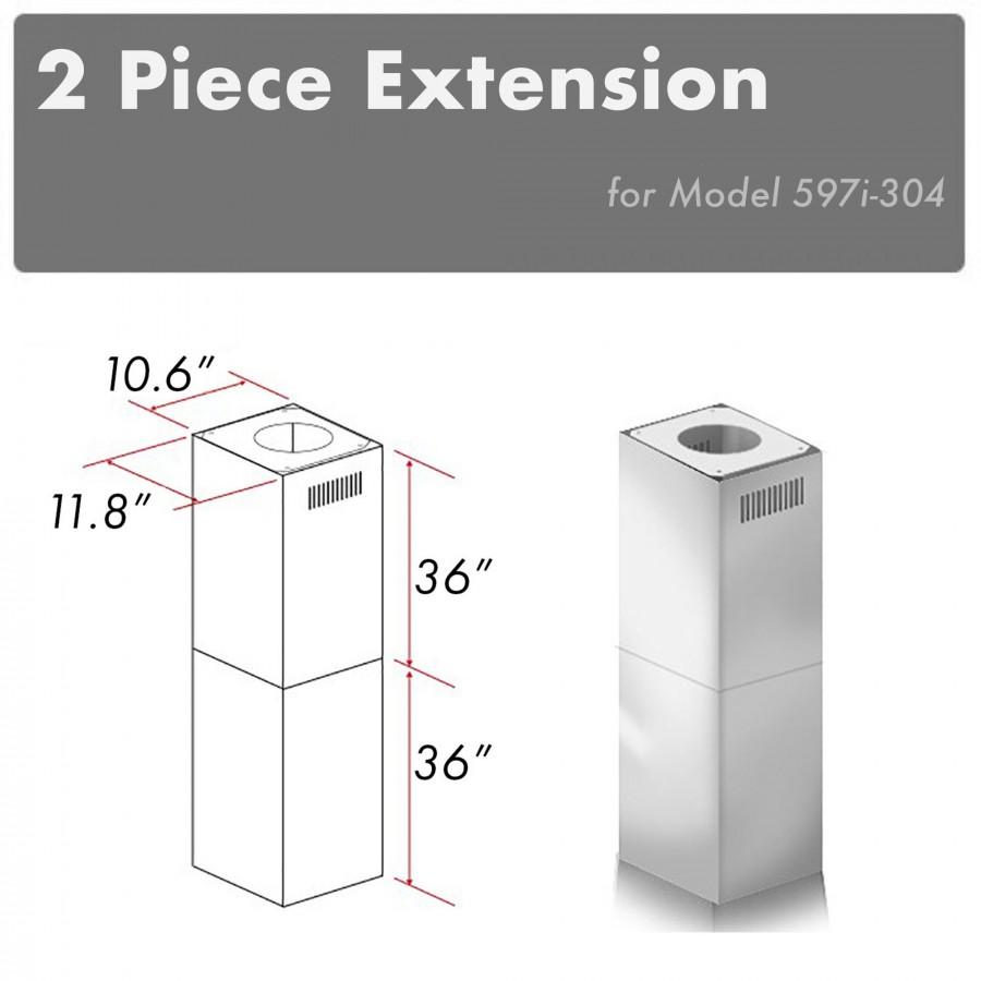 ZLINE 2-36 in. Chimney Extensions for 10 ft. to 12 ft. Ceilings (2PCEX ...