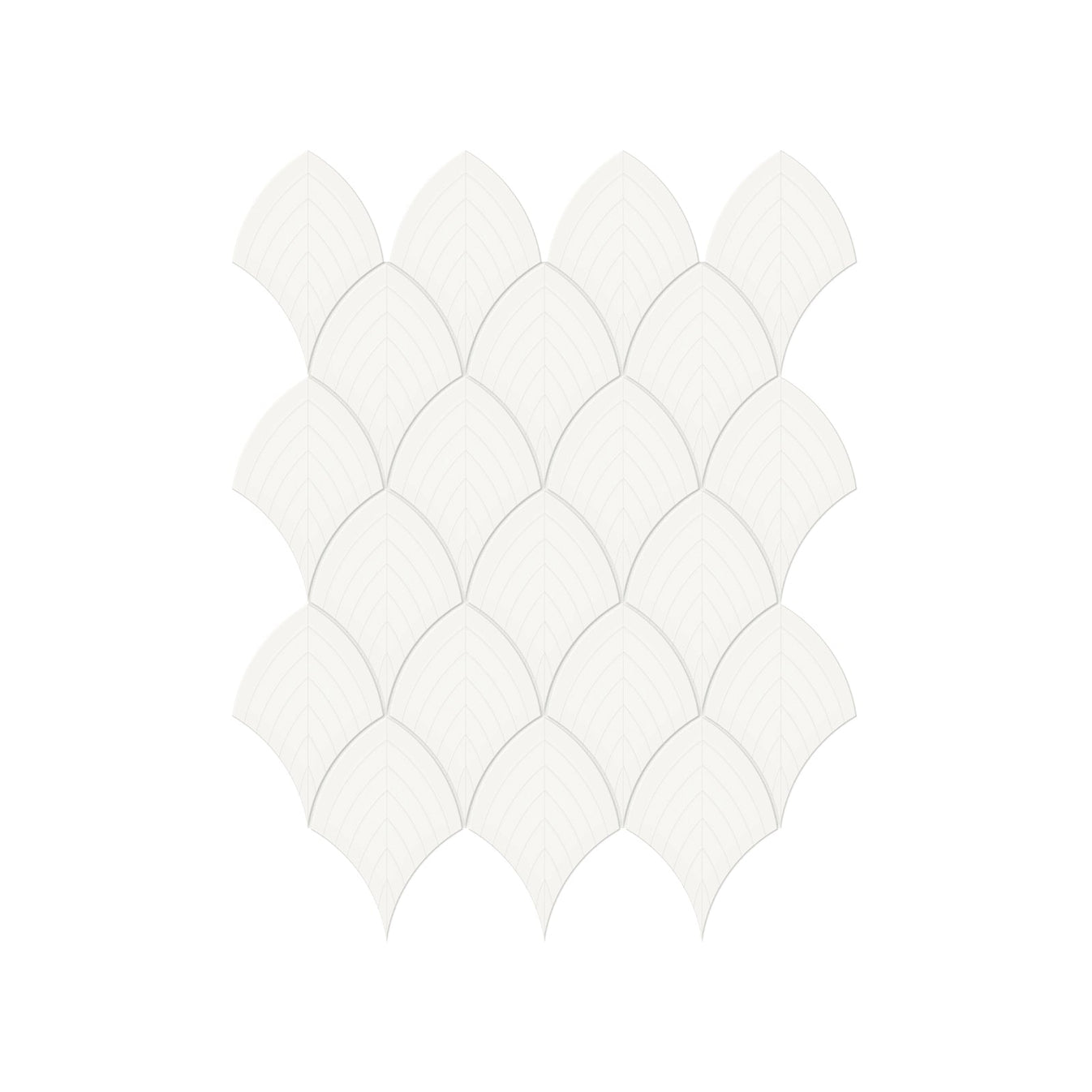 Scallop Soho Canvas White Glossy Glazed Porcelain Mosaic