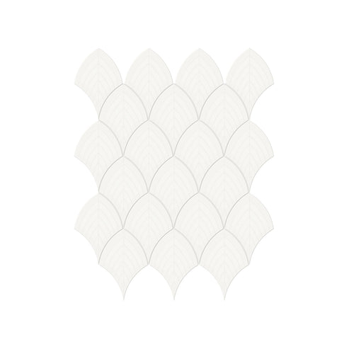 Scallop Soho Canvas White Glossy Glazed Porcelain Mosaic