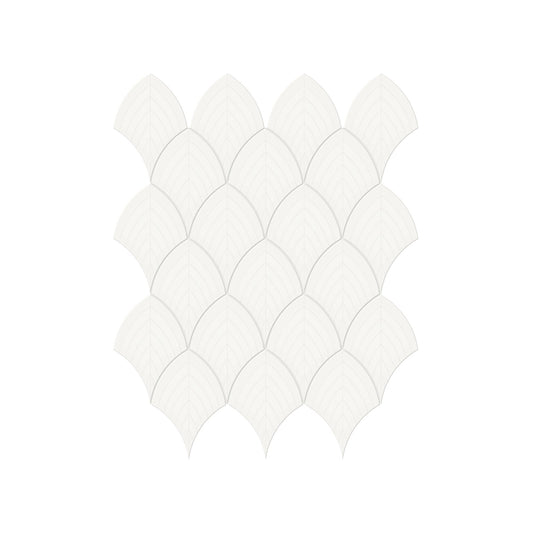 Scallop Soho Canvas White Glossy Glazed Porcelain Mosaic
