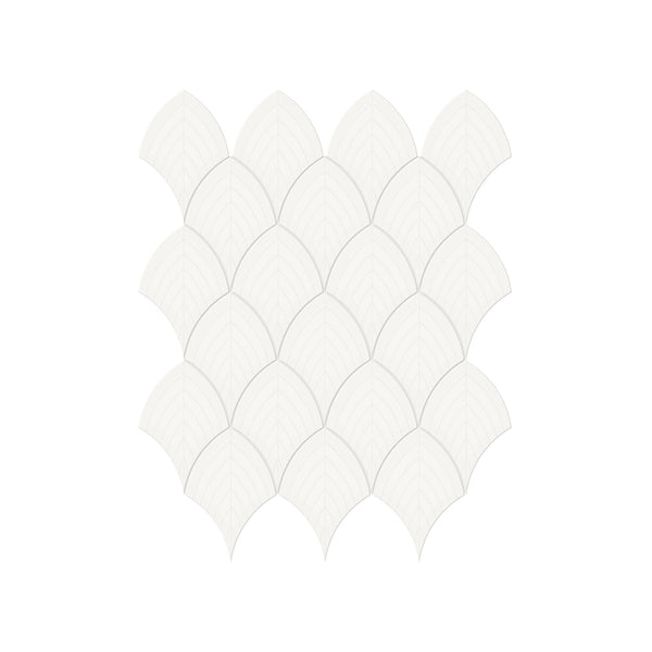 Scallop Soho Canvas White Glossy Glazed Porcelain Mosaic
