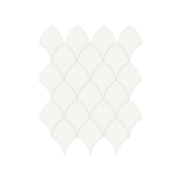 Scallop Soho Canvas White Glossy Glazed Porcelain Mosaic