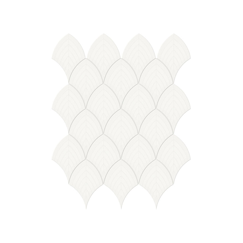 Scallop Soho Canvas White Glossy Glazed Porcelain Mosaic