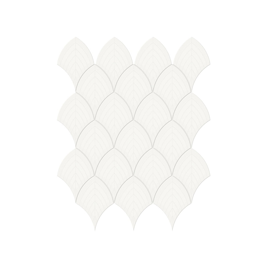 Scallop Soho Canvas White Glossy Glazed Porcelain Mosaic