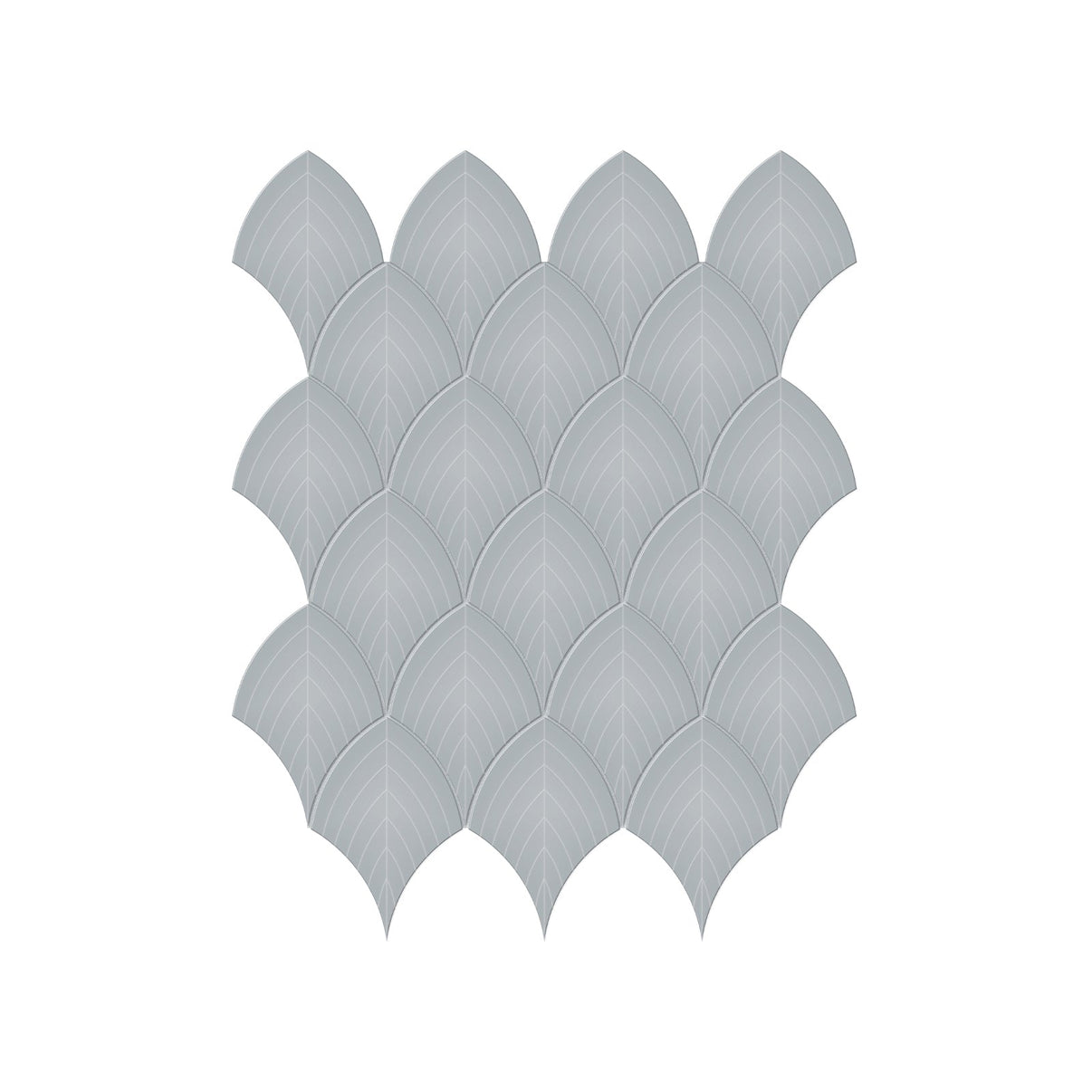 Scallop Soho Cloud Blue Glossy Glazed Porcelain Mosaic