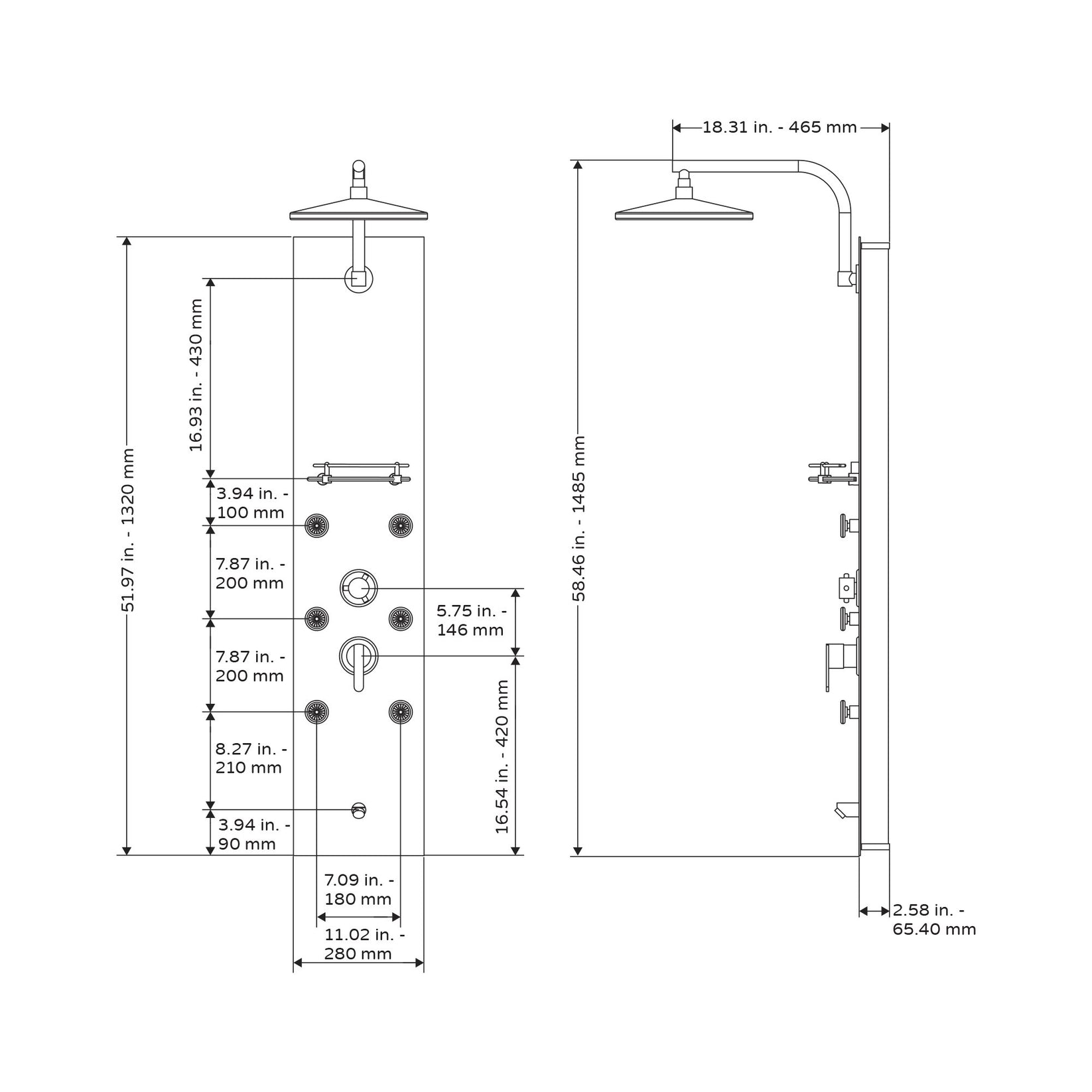 Single Function Barcelona White GLass showerSpa - Integrated Diverter ...