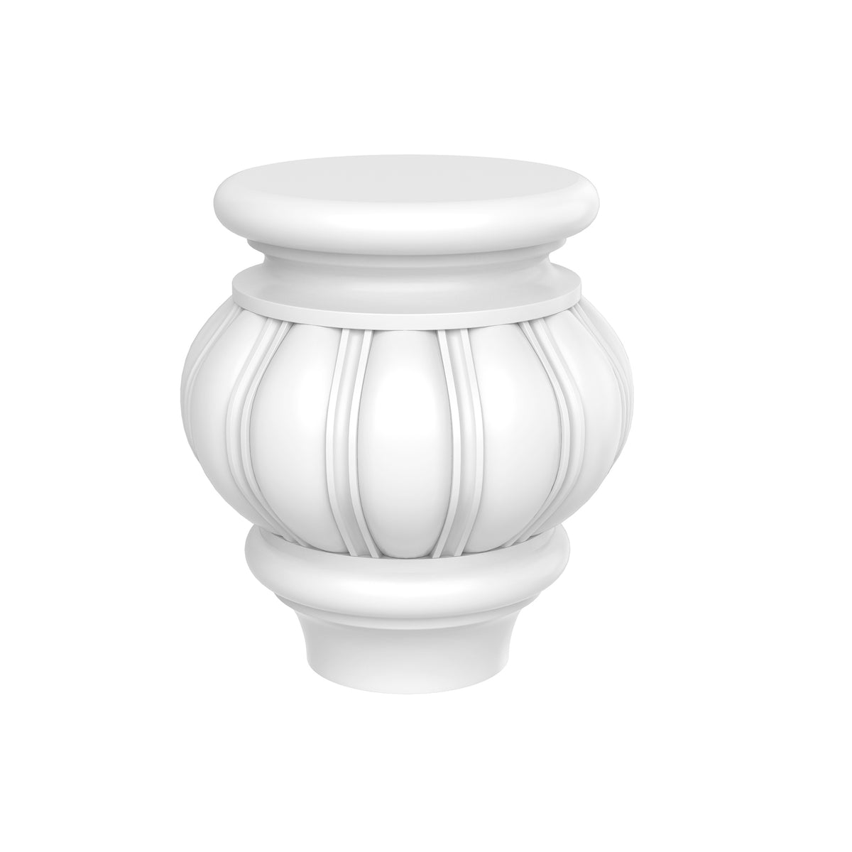 Park Avenue White - Bun Feet - Fluted | 3"W x 4.5"H x 3"D - BUILDMYPLACE