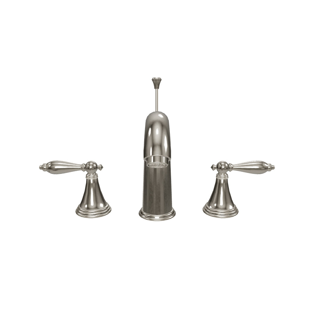 Double Handle Brushed Nickel Mid-arc Bathroom Basin Faucet With Lift ...