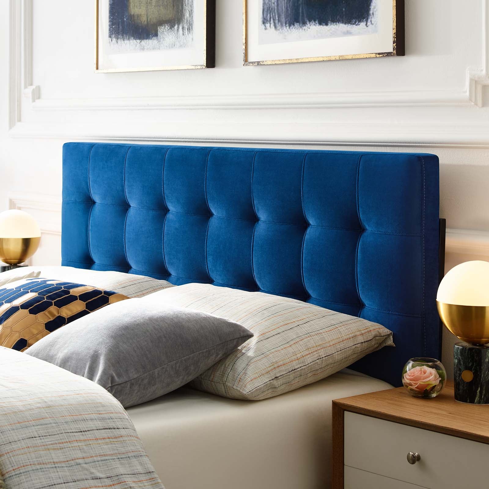 Modern Lily Biscuit Tufted Performance Bed Headboard Elevated Style Headboard BUILDMYPLACE